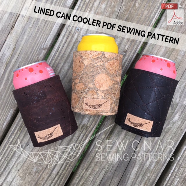 Can Cooler Sewing Pattern: Lined Beverage Koozie (PDF & SVG Files) for ...