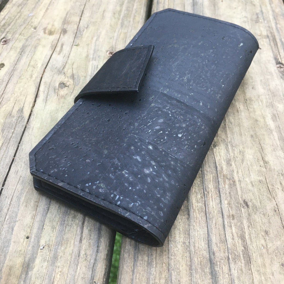 Black Cork Tall Wallet / Vegan Tall Wallet / Vegan Clutch Wallet / Cork ...