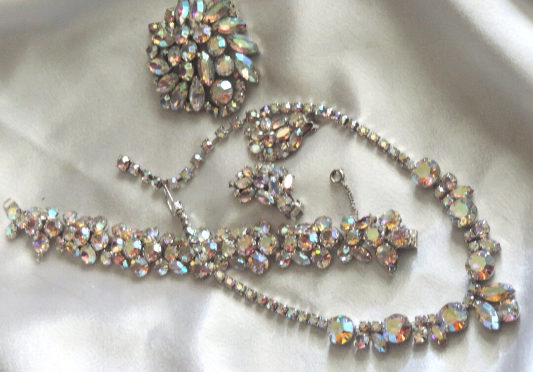 Exquisite Rare "weiss" Signed Clear AB Marquise and Round Rhinestone ...
