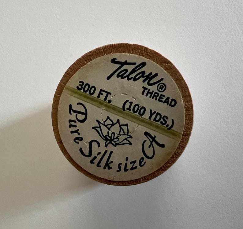 Vintage Talon Pure Silk Hand Sewing Thread 100 Yd. Wooden Spool Shade ...