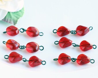 Red glass nuggets | Etsy