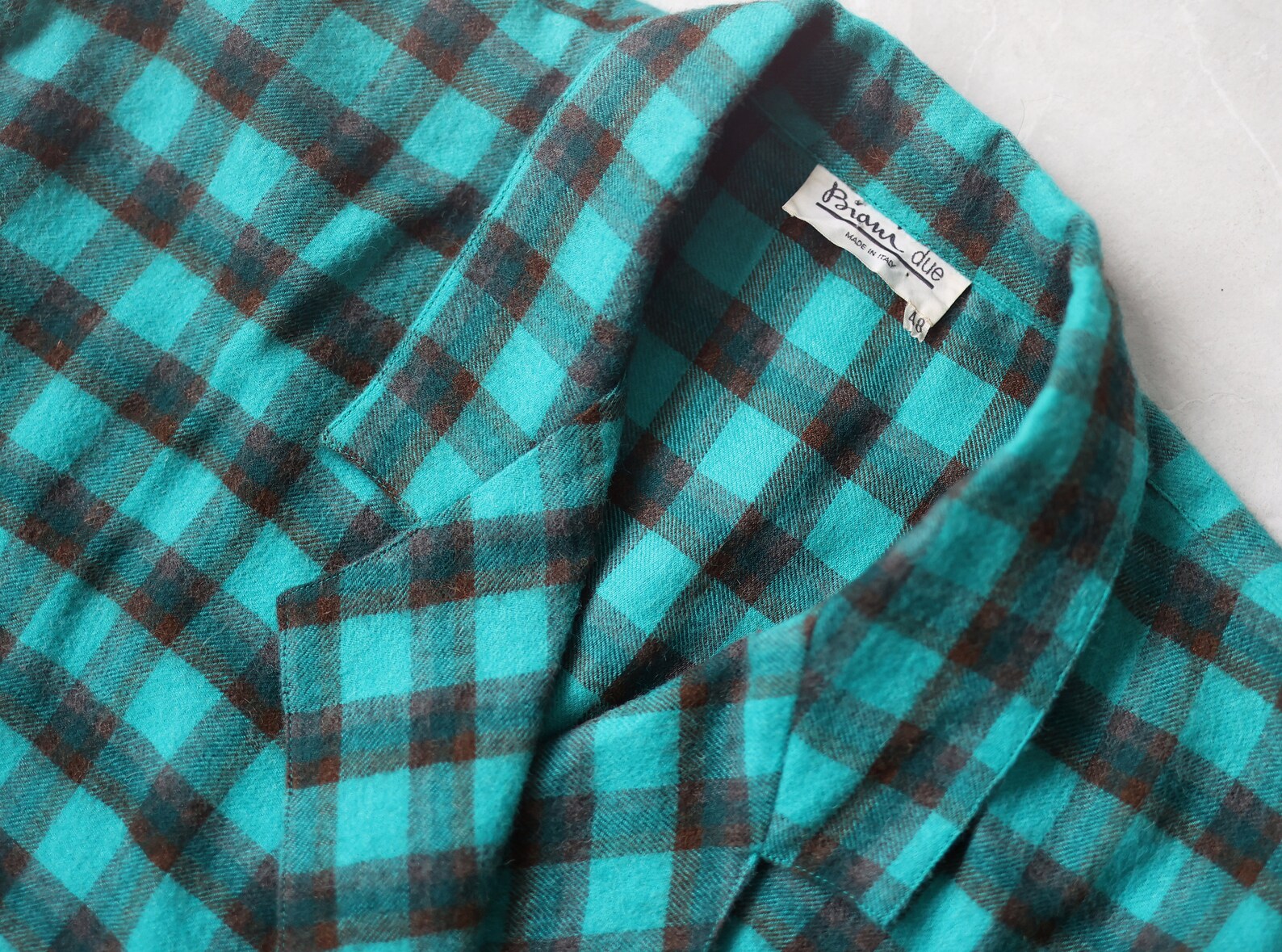 Italian Vintage Turquoise Plaid Wool Unlined Trapeze Maxi - Etsy