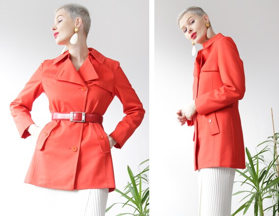 Vintage Red Single Breasted Simple Hip Length Blazer Jacket S - Etsy
