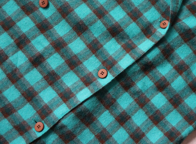 Italian Vintage Turquoise Plaid Wool Unlined Trapeze Maxi - Etsy