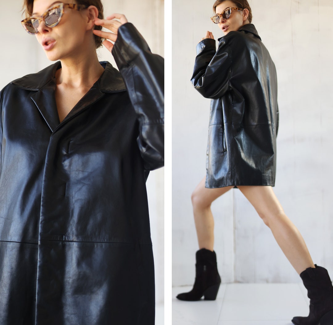 Vintage Black Heavy Real Leather Men Jacket - Etsy