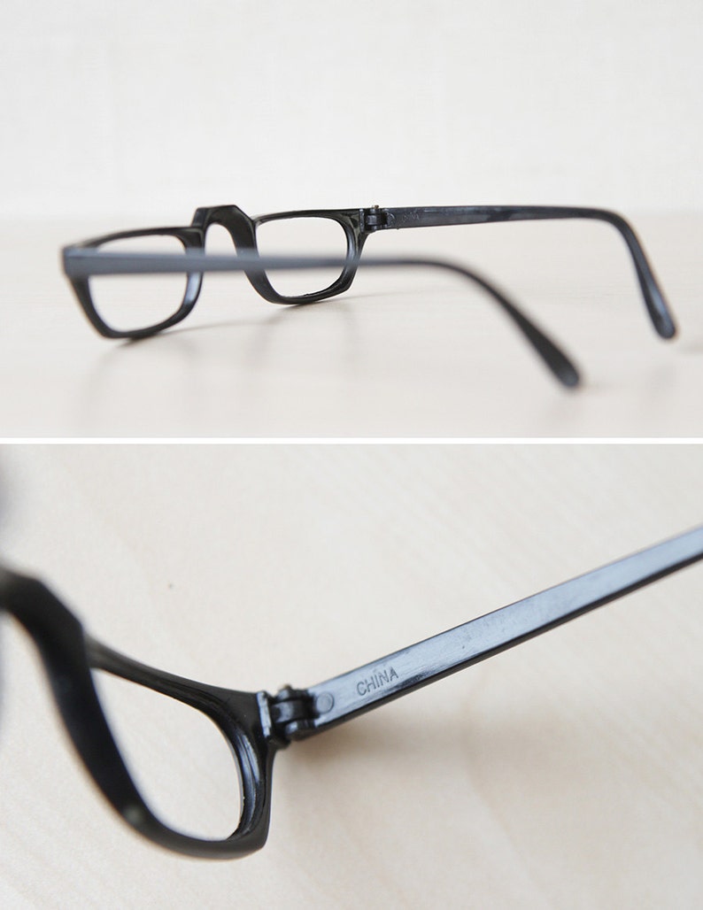 Vintage Bold Black Plastic Geometric Empty Frames Glasses - Etsy
