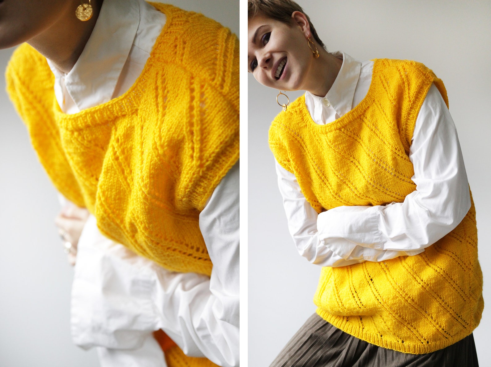 Vintage Yellow Wool Knit Sleeveless Sweater Unisex Vest Top - Etsy