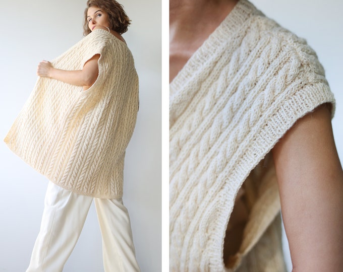 Vintage Cream White Wool Knit Sleeveless Long Vest Top - Etsy