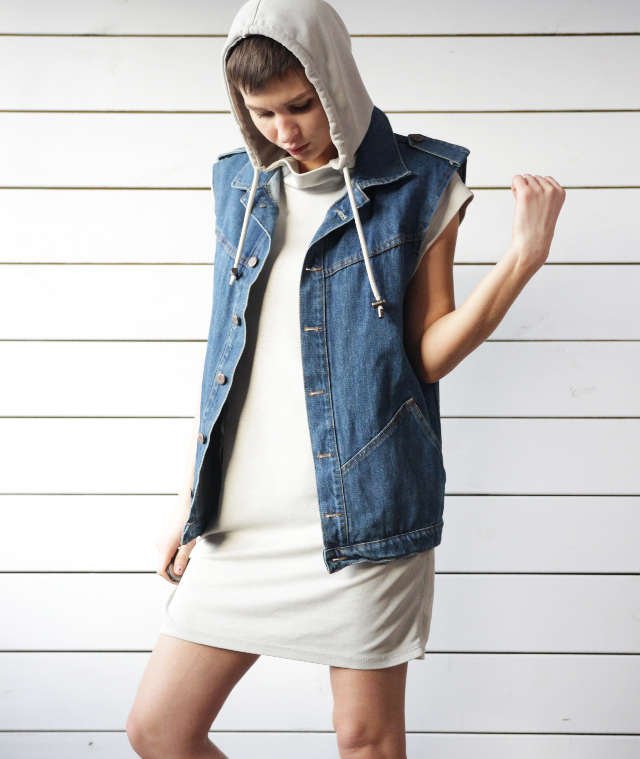 Unisex Vintage Blue Denim Sleeveless Jacket Casual Biker Style - Etsy