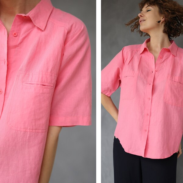 Pink Button up Shirt - Etsy