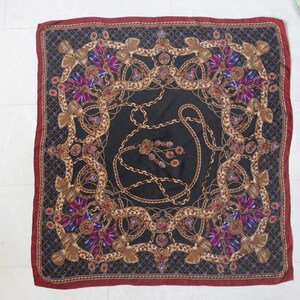 Vintage Black Gold Rope and Chain Print Silk Square Head Neck Scarf - Etsy