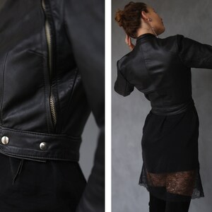Vintage Black Real Leather Biker Style Asymmetric Zip Jacket - Etsy