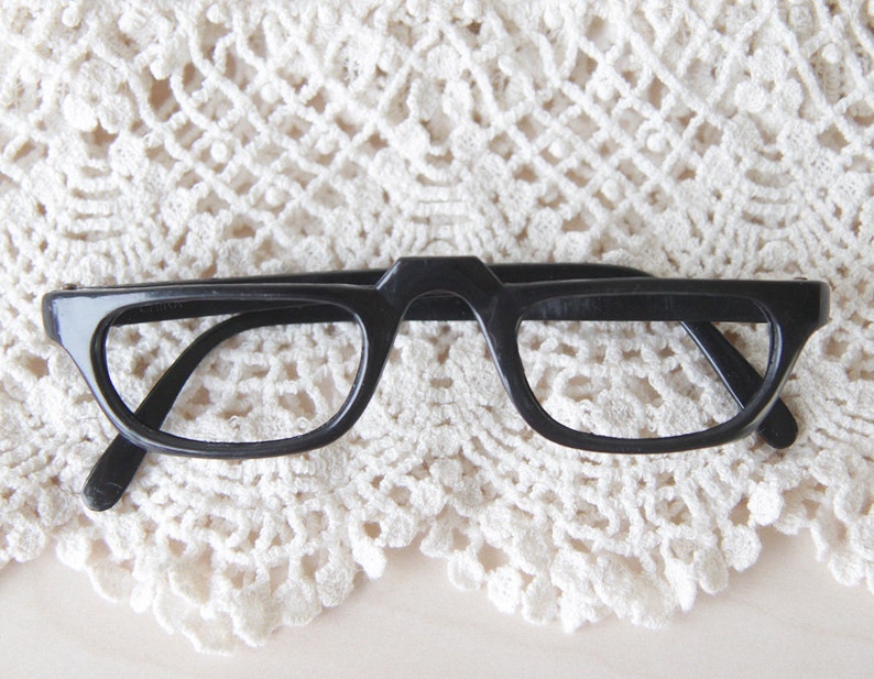 Vintage Bold Black Plastic Geometric Empty Frames Glasses - Etsy