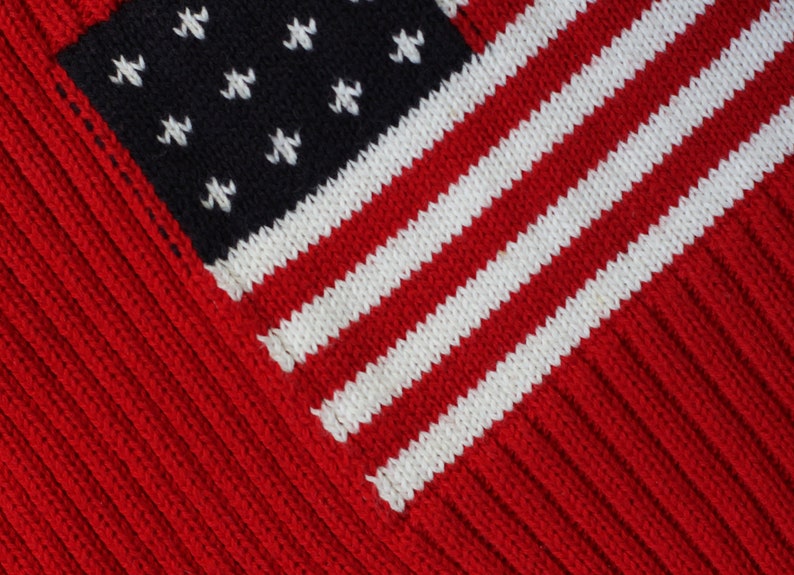 Vintage Bright Red US Flag Pattern Cotton Rib Knit Sleeveless Sweater ...