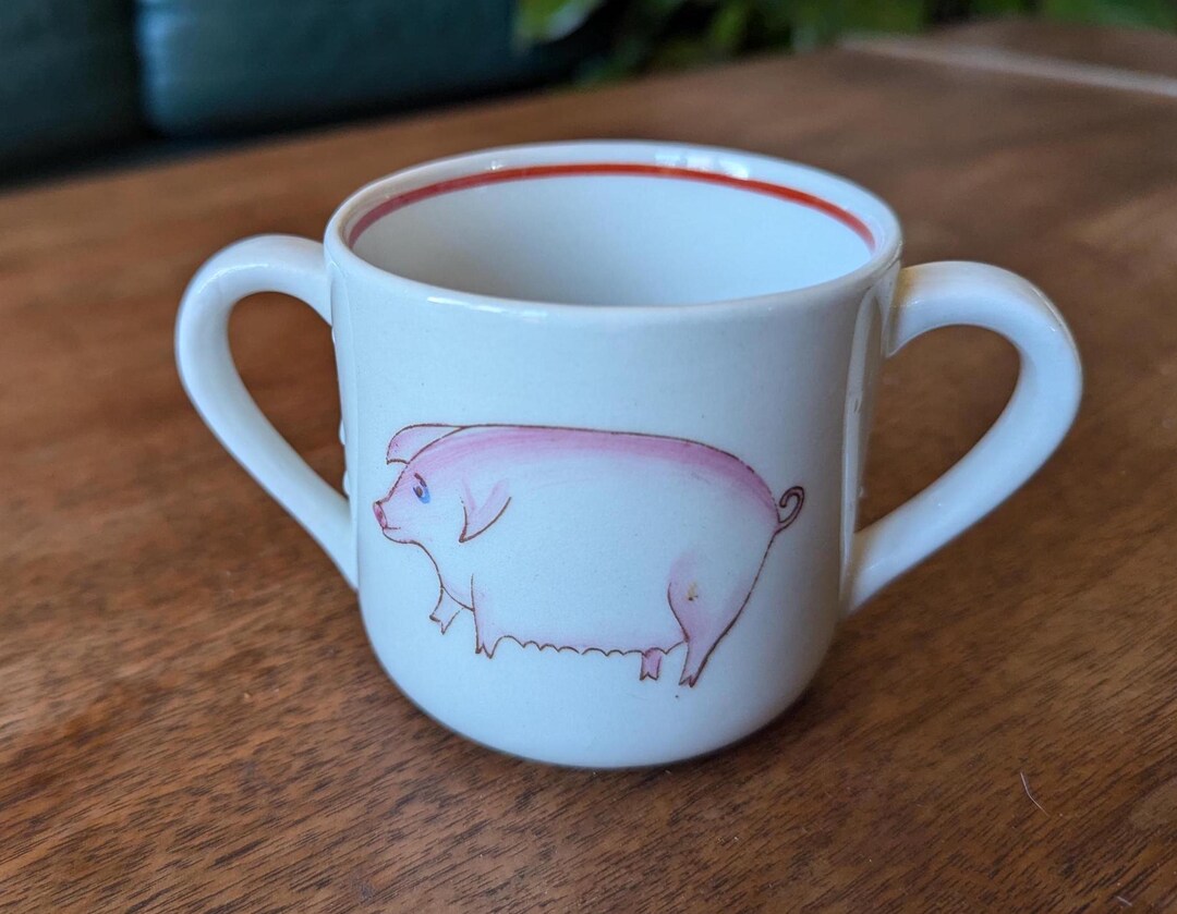 Two-handled Child's Ceramic Mug Pig and Horse, Double Handle Cup for ...