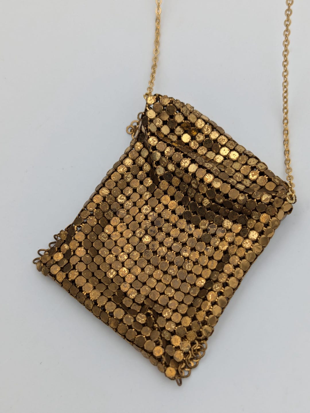 Vintage Chain Mail Mesh Disco Necklace Pouch 2" Square for Key and Tiny ...