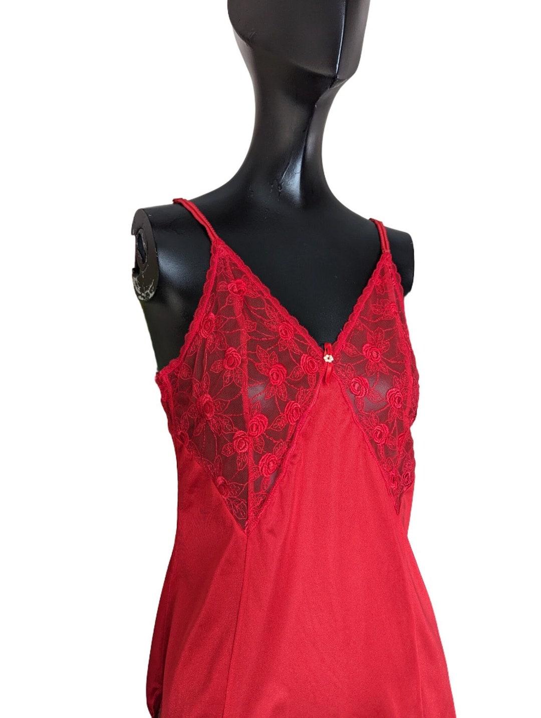 Candy Red Lace Camisole Slip Top for Valentine's Day, Bust Size 30" (85 ...