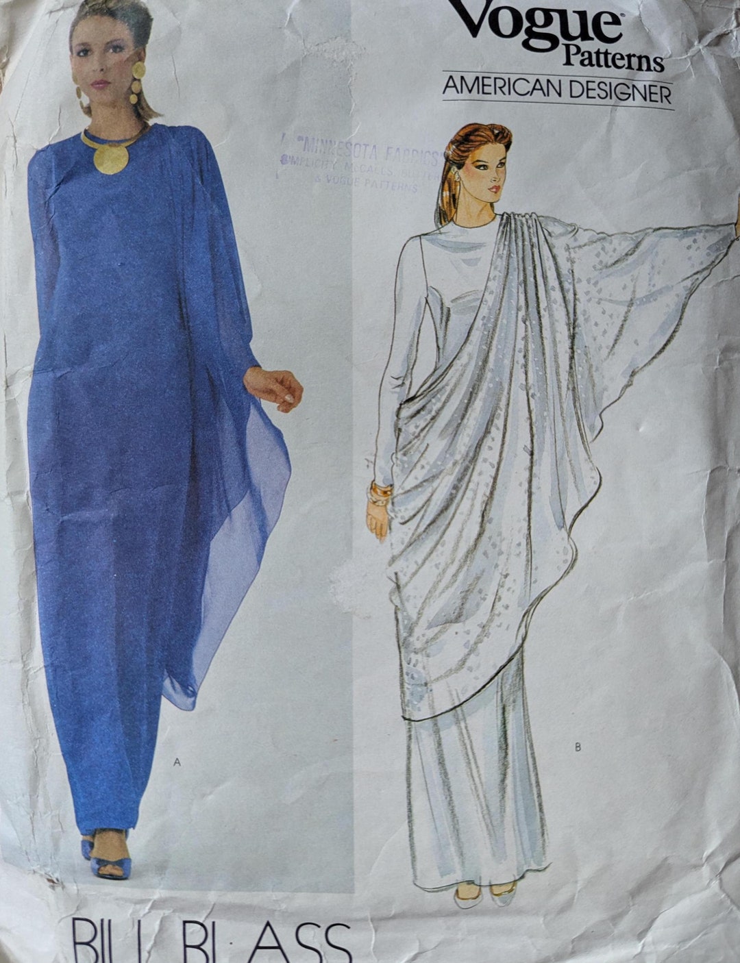 Vintage Vogue American Designer Bill Blass Evening Dress With Attached ...