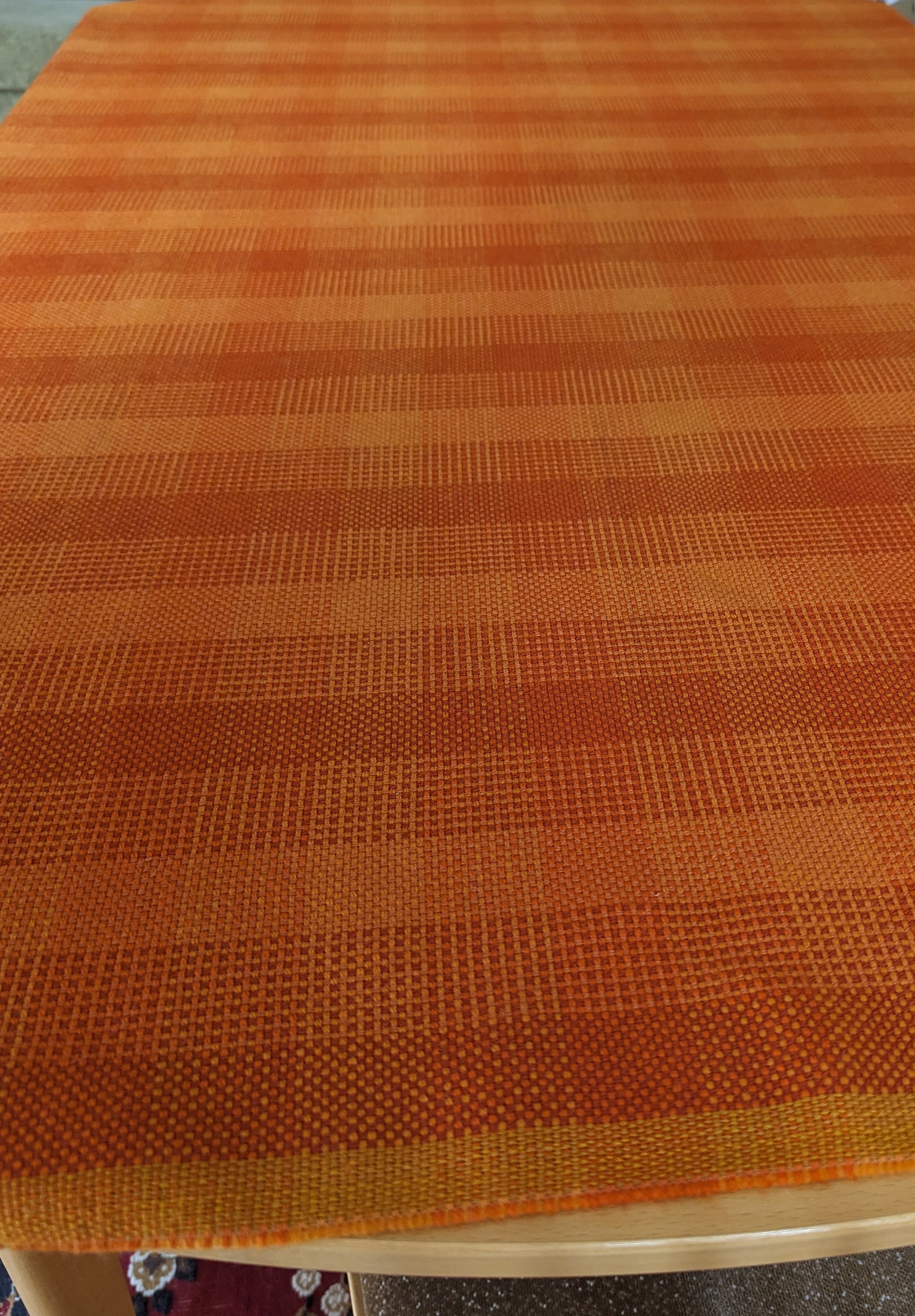 Danish Modern Mid Century Wool Tablecloth, MCM Table Linens, Orange and ...