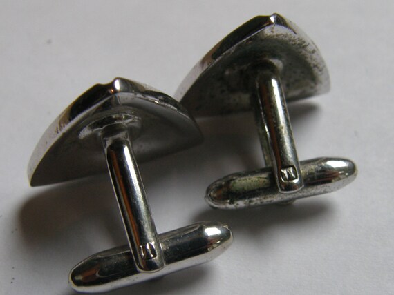 Vintage Atomic Cufflinks: Silvertone Metal with Blue … - Gem