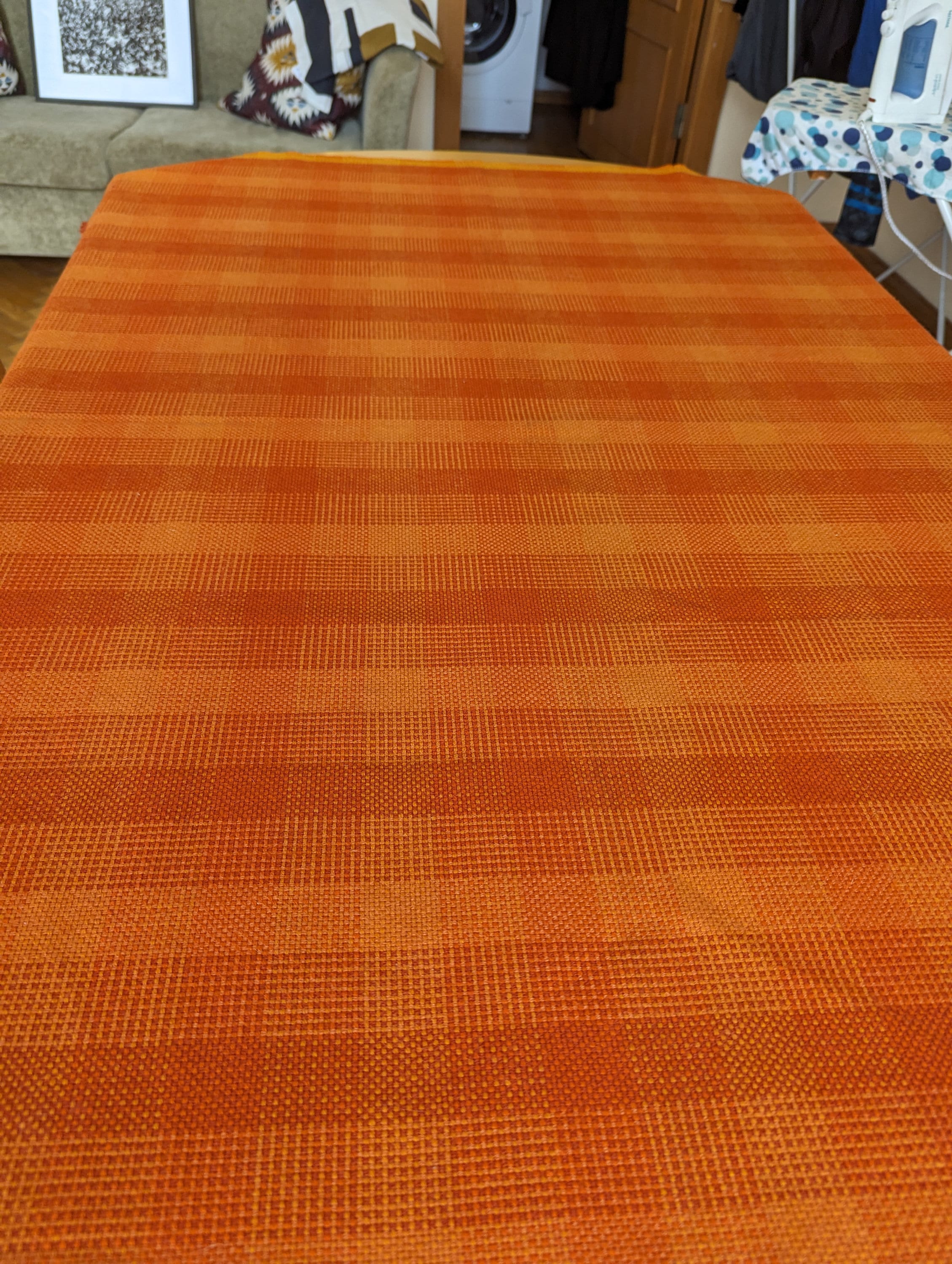 Danish Modern Mid Century Wool Tablecloth, MCM Table Linens, Orange and ...