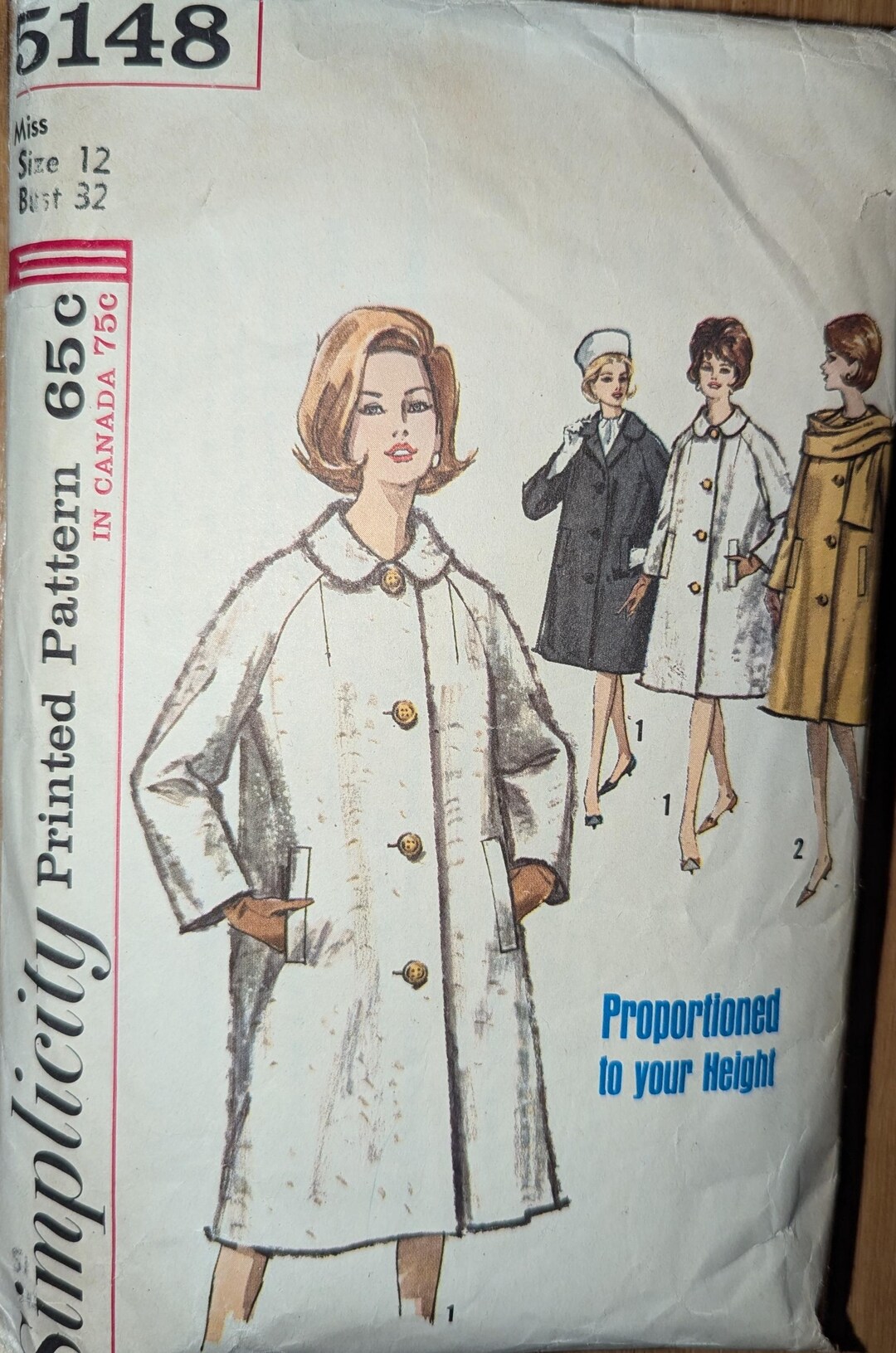 1950s Simplicity 5148 Sewing Pattern, Coat, 3 Styles, Autumn Fall, Size ...