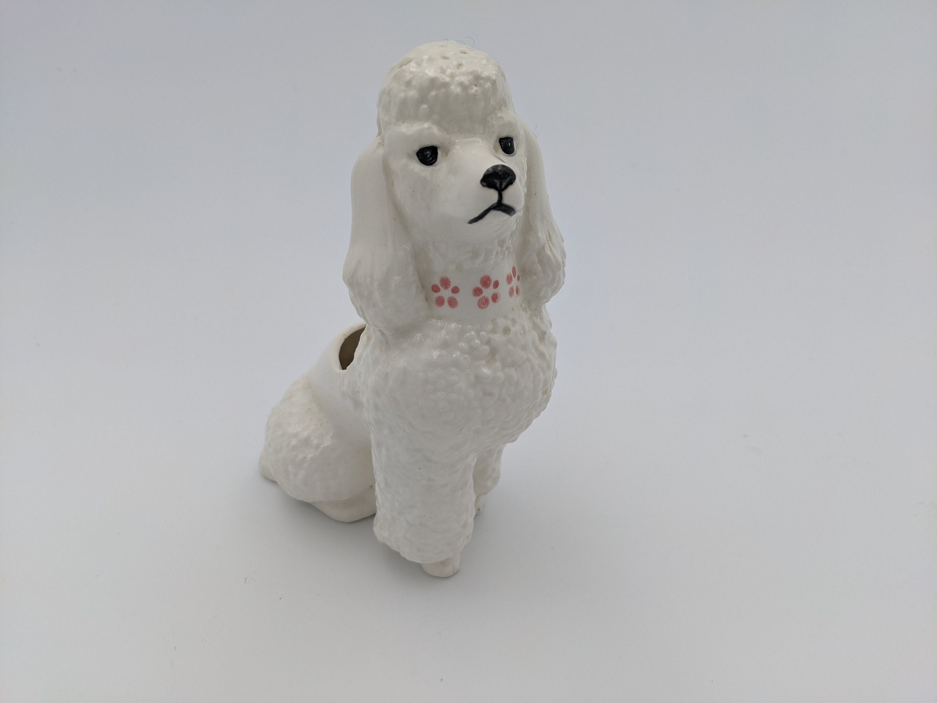 Vintage White Ceramic Poodle Figurine Planter With Pink Daisy - Etsy