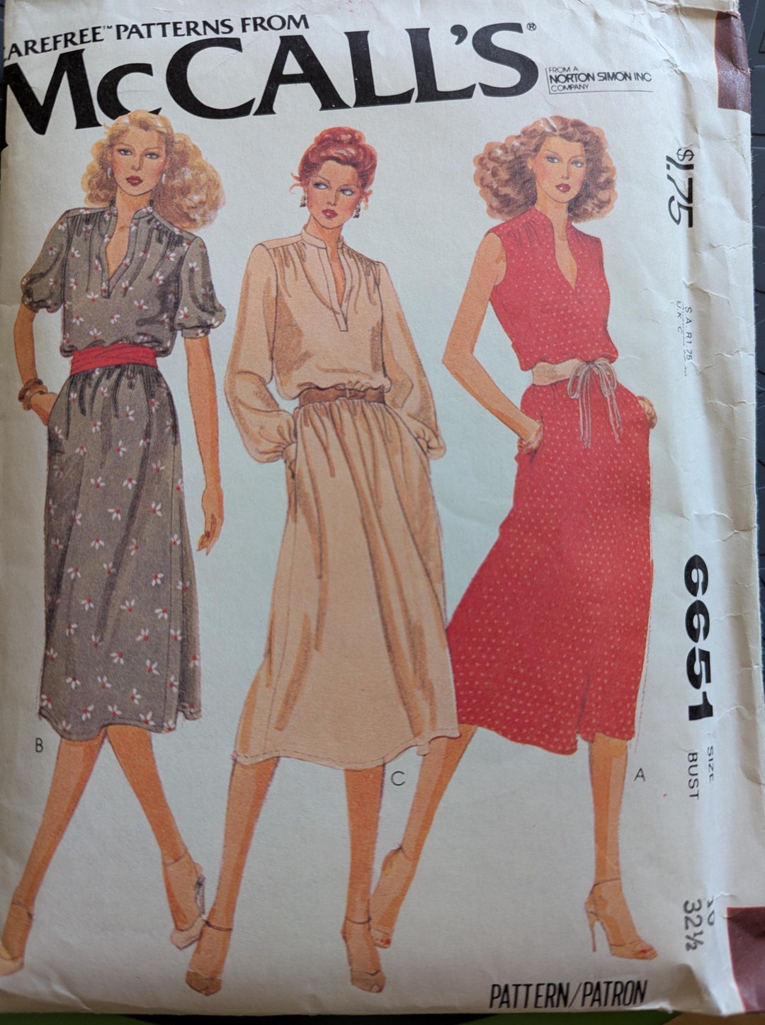 Vintage Mccall's 3 Styles of 1970s Dress Pattern, #6651 Sz 10, Uncut - Etsy