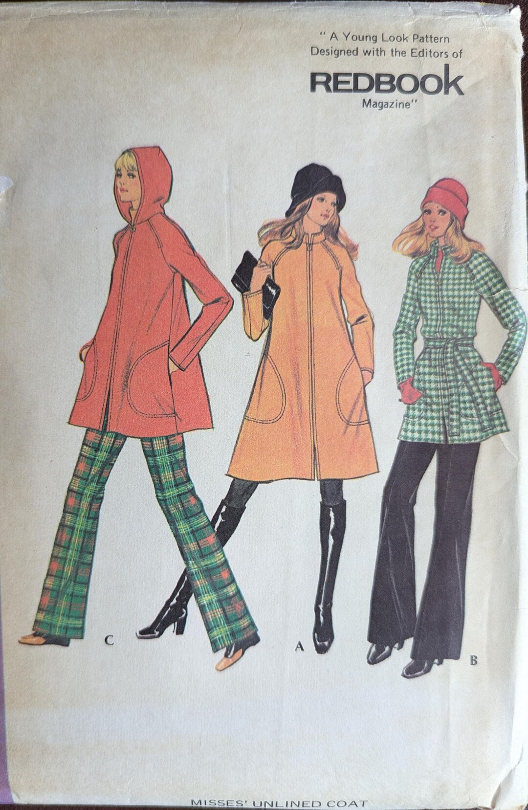 Vintage Mccall's 3339 Sewing Pattern, 1970s Unlined Zip-up Coat With ...