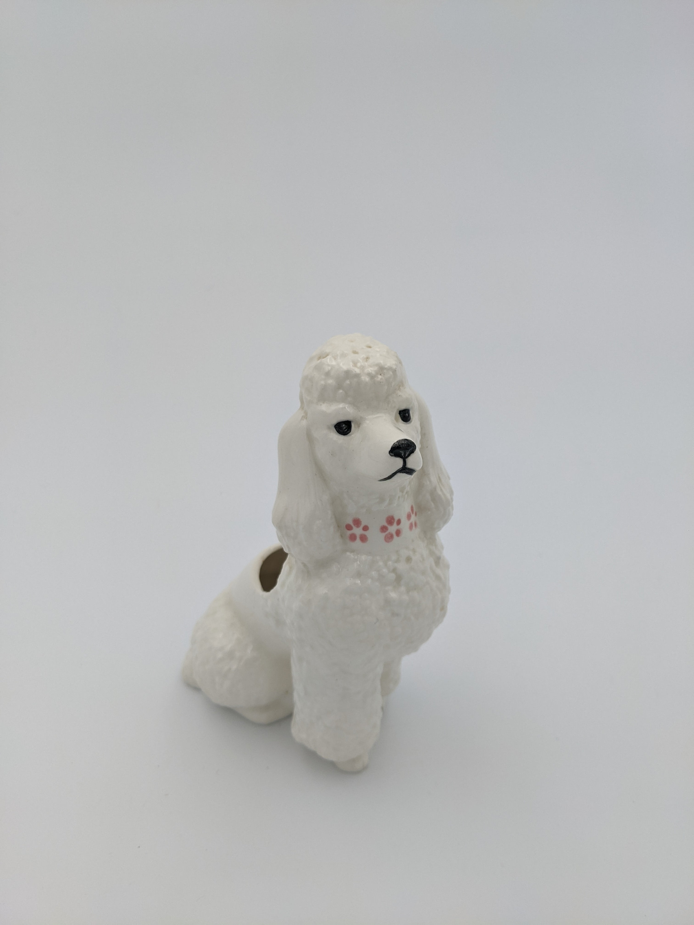 Vintage White Ceramic Poodle Figurine Planter With Pink Daisy - Etsy