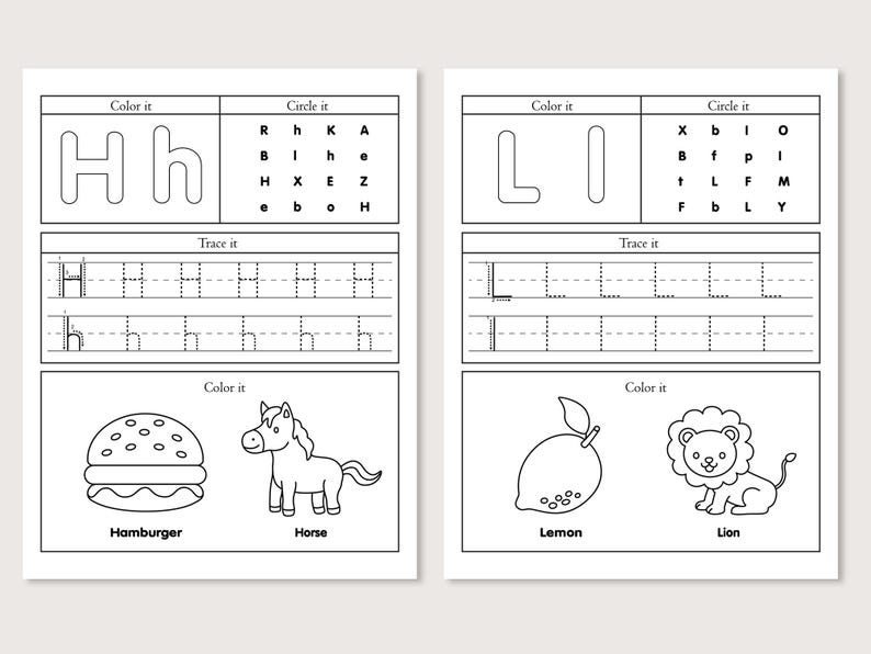 Alphabet Worksheets A-Z, Letter Tracing Pages, Letter Recognition, ABC ...