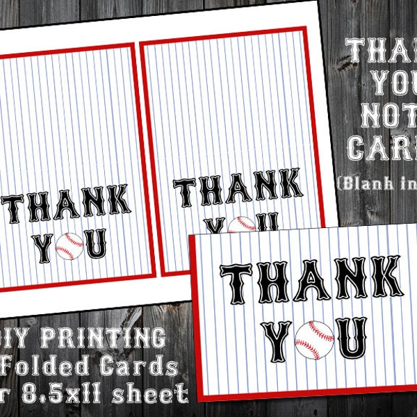 Baseball Themed Thank You Cards - Etsy