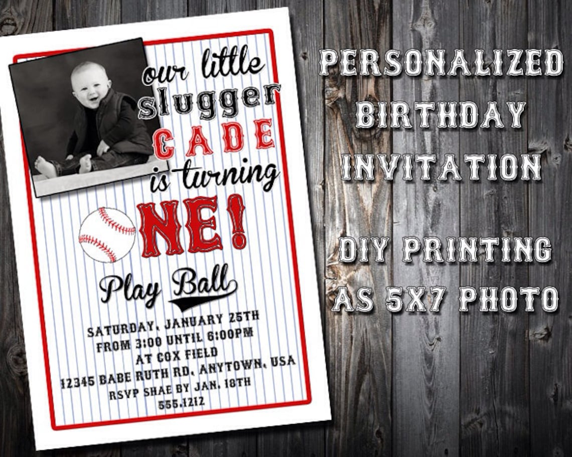 Baseball Themed Birthday Party Invitation Photo or Non-photo - Etsy