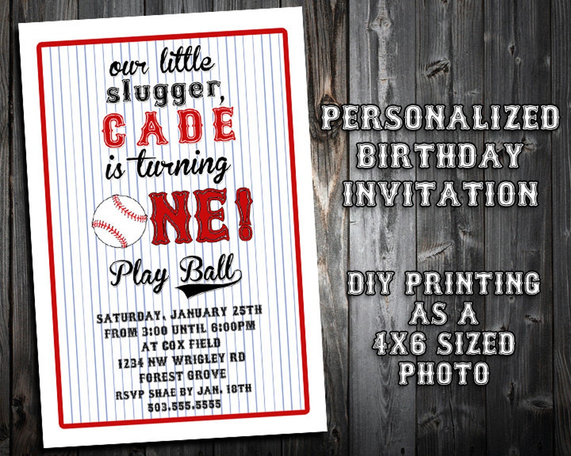 Baseball Themed Birthday Party Invitation Photo or Non-photo - Etsy