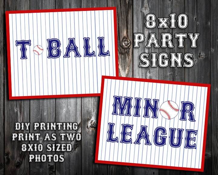INSTANT DOWNLOAD - Baseball Themed Birthday Party Signs - T Ball and ...
