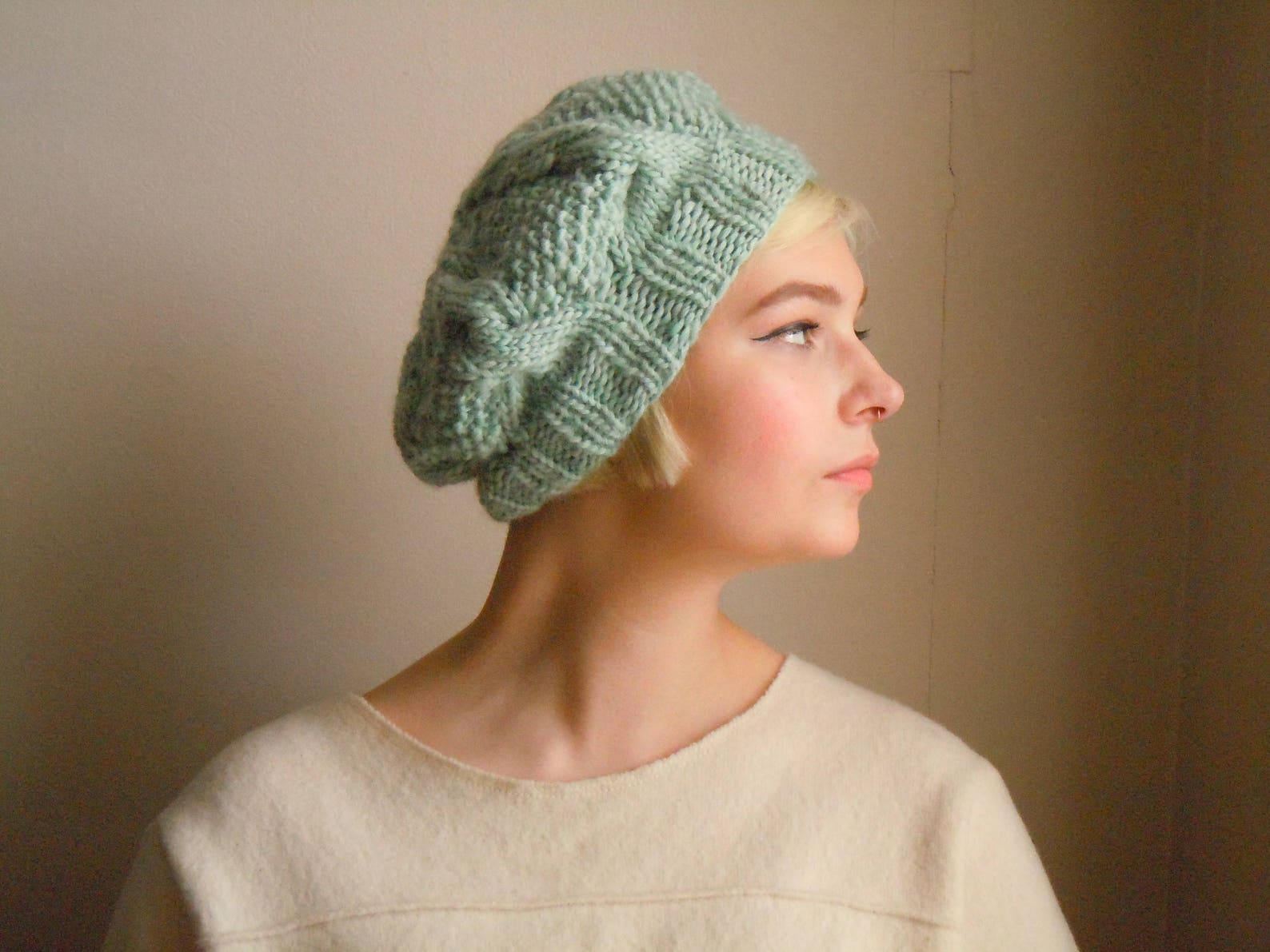 Chunky Wool Beret - Peppermint Green - Etsy