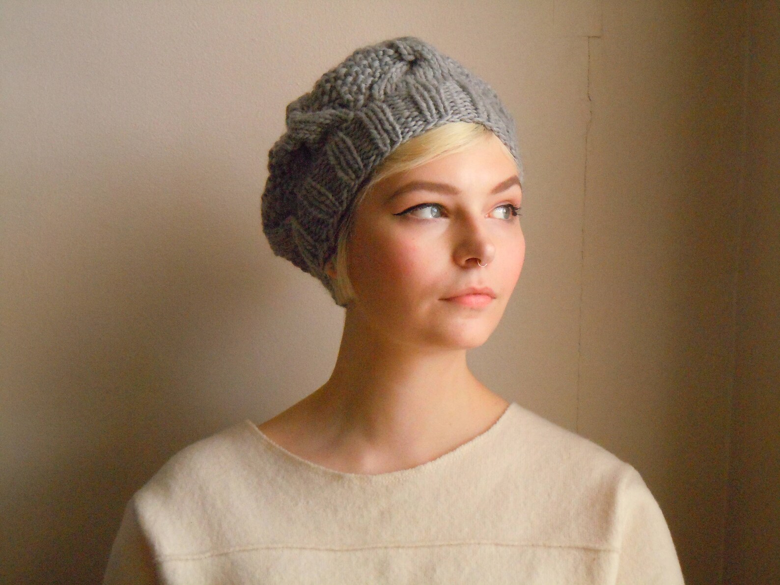 Chunky Wool Beret - Gray - Etsy