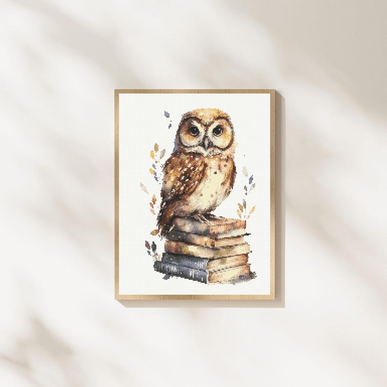 Wise Owl Cross Stitch Pattern, Books, Woodland Bird Art (PDF Download ...