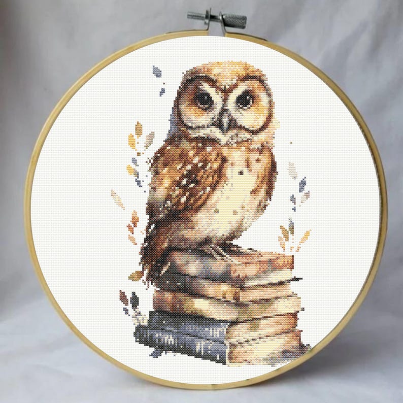 Wise Owl Cross Stitch Pattern, Books, Woodland Bird Art (PDF Download ...
