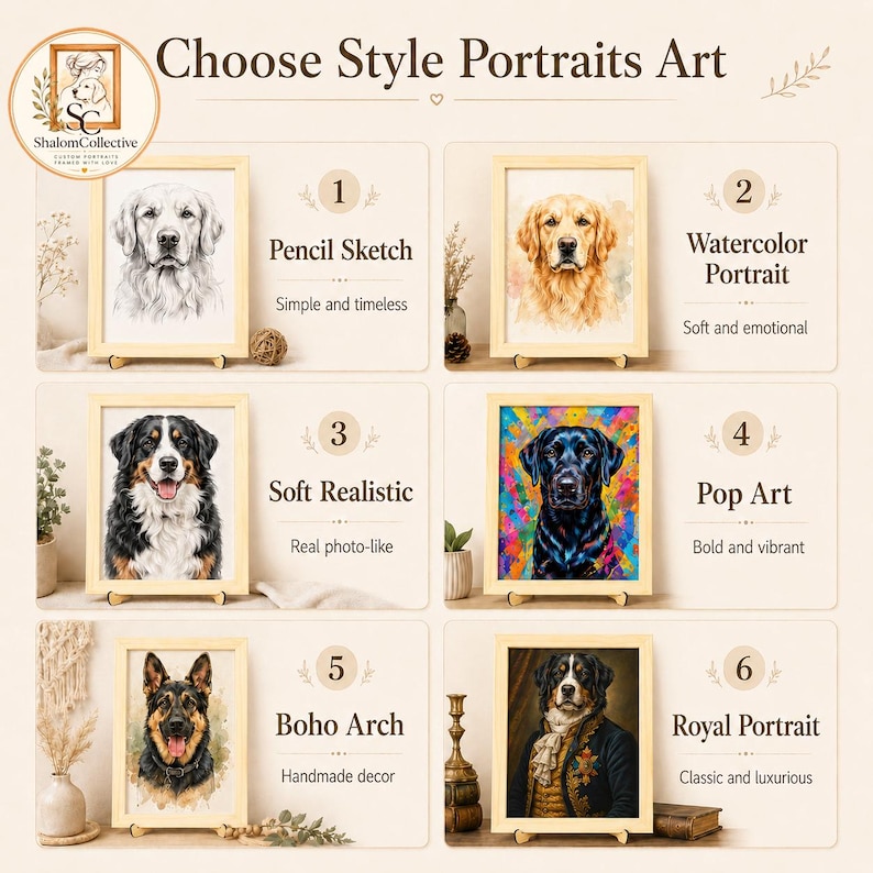Custom Dog Portrait From Photo Framed, Personalized Dog Name Watercolor ...