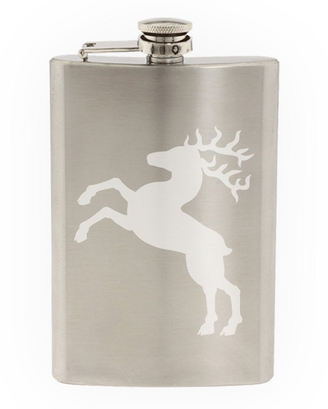 Medieval Rearing Stag Sigil Etched 8oz Flask With Funnel - Etsy
