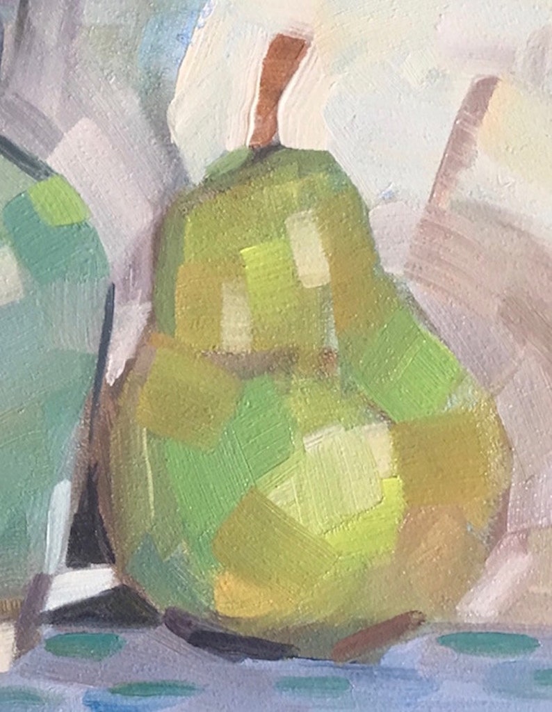Pears With Aqua Vase Original Oil Painting by Bridget Hobson - Etsy