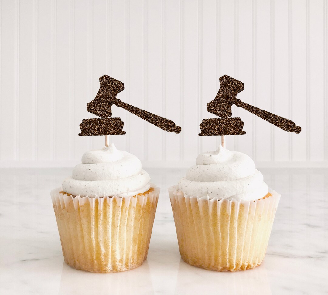 Law School Graduation Cupcake Toppers/ Judge Gavel Party Decor/ JD ...