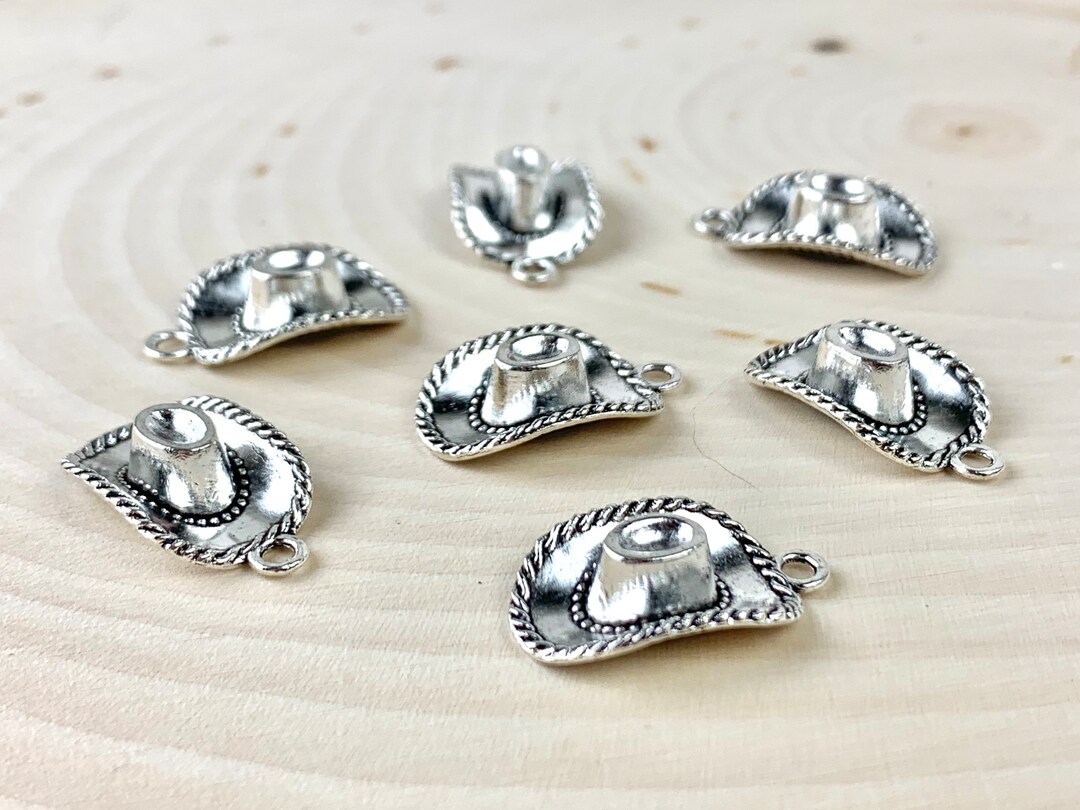 4 Silver Cowboy Hat Charms/ Western Charms/cowboy Jewelry/ Cowboy Hat ...