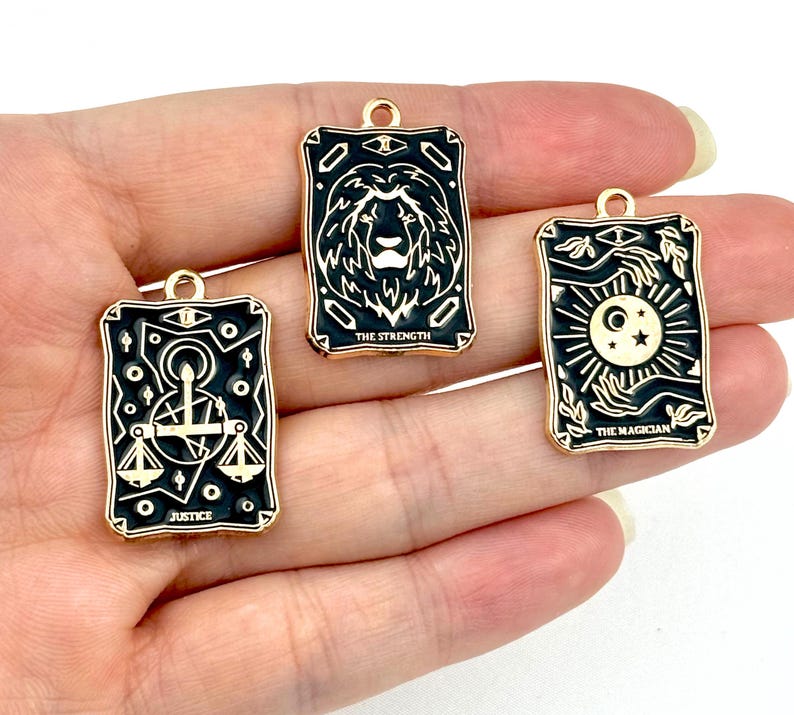 Tarot Card Charms/ Tarot Pendant / the Moon/ the Sun/ the Star ...