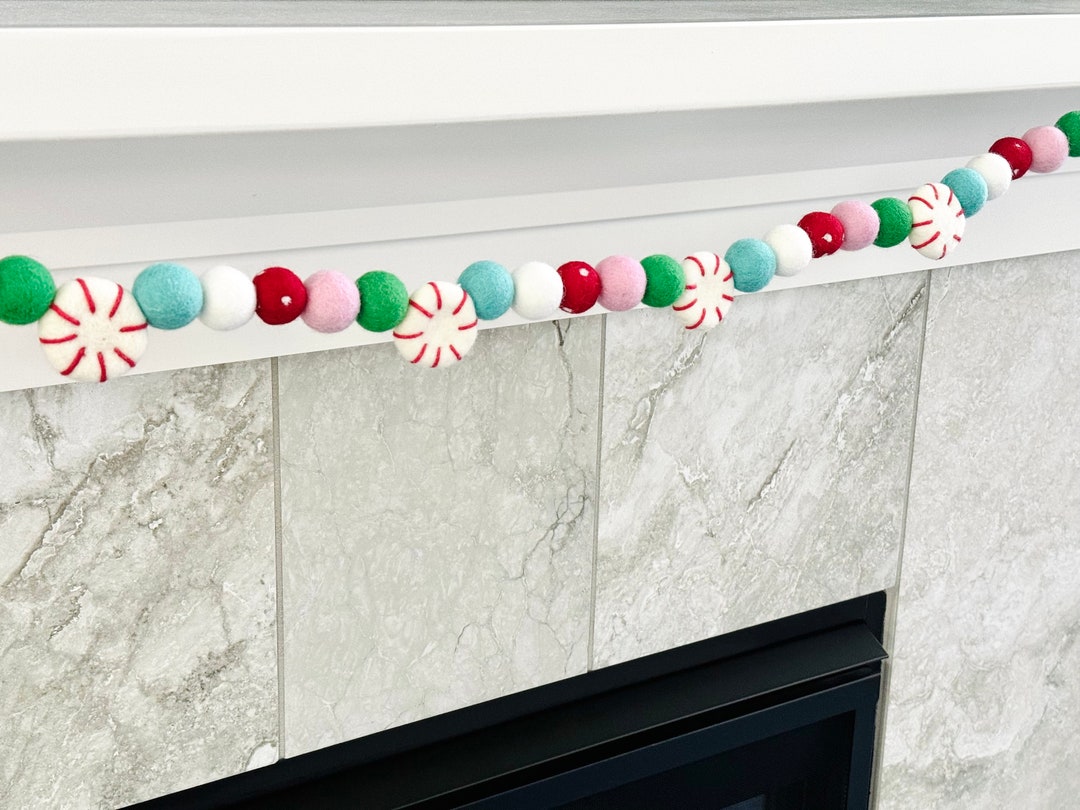 Peppermint Christmas Garland/ Mantel Decor/ Felt Peppermint Candy ...
