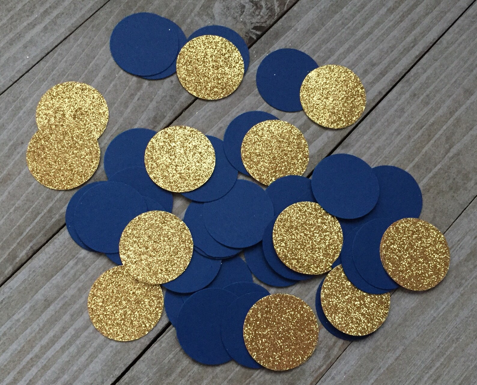 150 Gold Glitter and Navy Confetti Circles Circle Confetti | Etsy