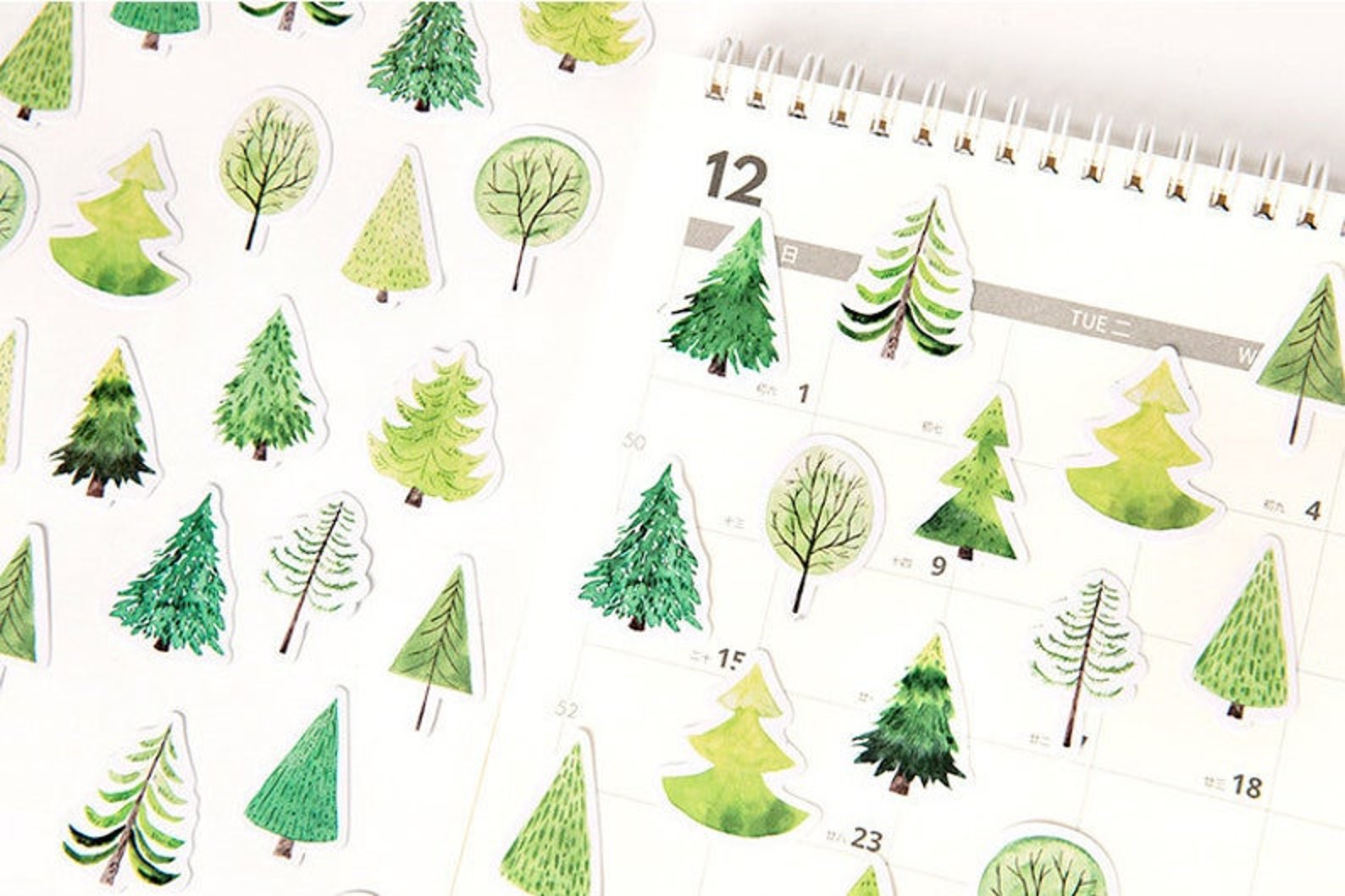 45 Tree Sticker Set Forest Stickers Nature Christmas Trees - Etsy