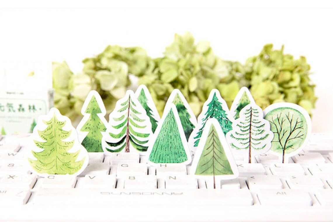 45 Tree Sticker Set Forest Stickers Nature Christmas Trees - Etsy
