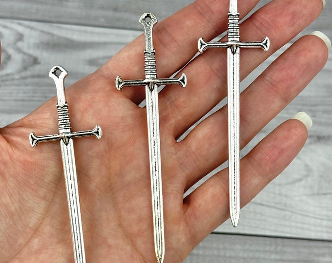 Large Sword Charm/ Sword Pendant/ Jewelry Supplies/ Goth Jewelry ...